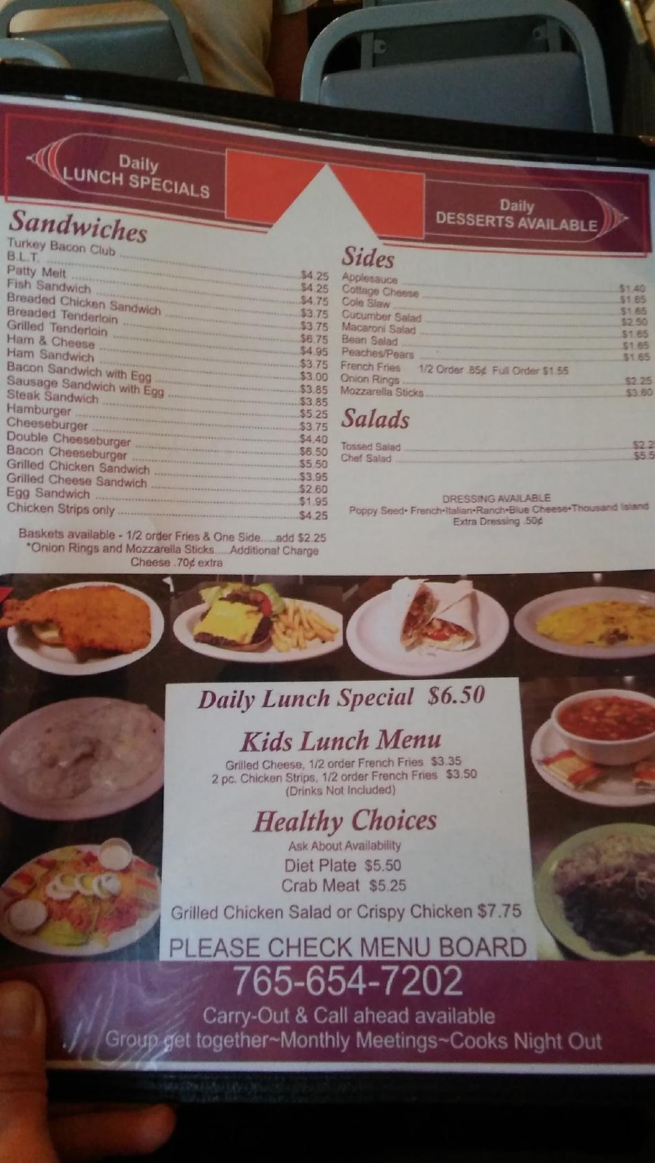 Menu at Backstreet Cafe, Frankfort