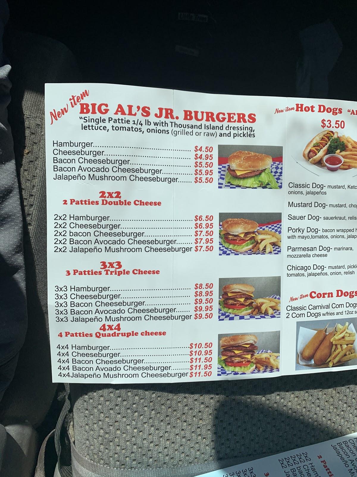 Menu at Big Al's Pizza pizzeria, Lake Los Angeles, 170th St E