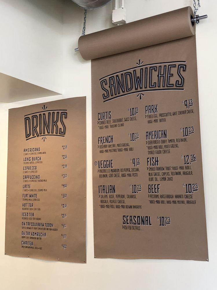 Menu at Curtis Park Deli restaurant, Denver, E 6th Ave