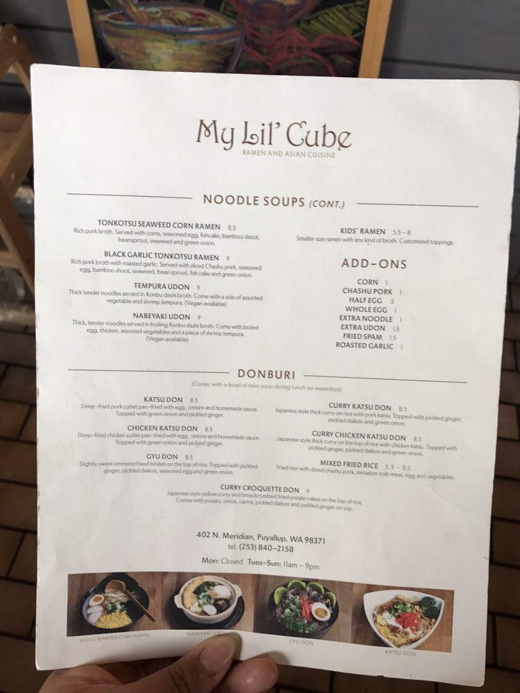 Menu at My Lil' Cube restaurant, Puyallup