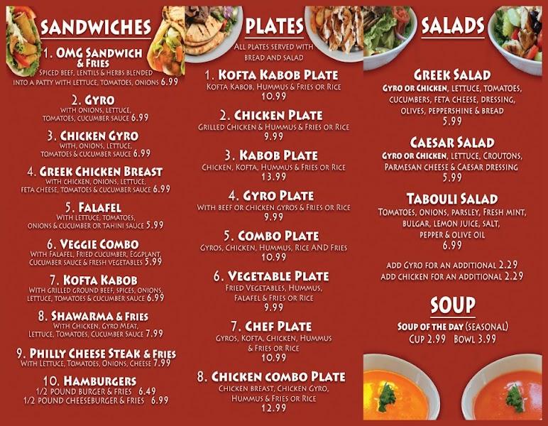 Menu at Original Mediterranean Grill restaurant, New Brighton