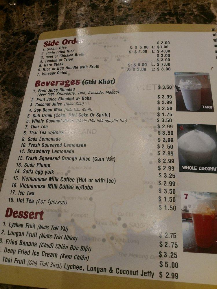 Menu at Phở 62 Grill and Noodle restaurant, Rialto