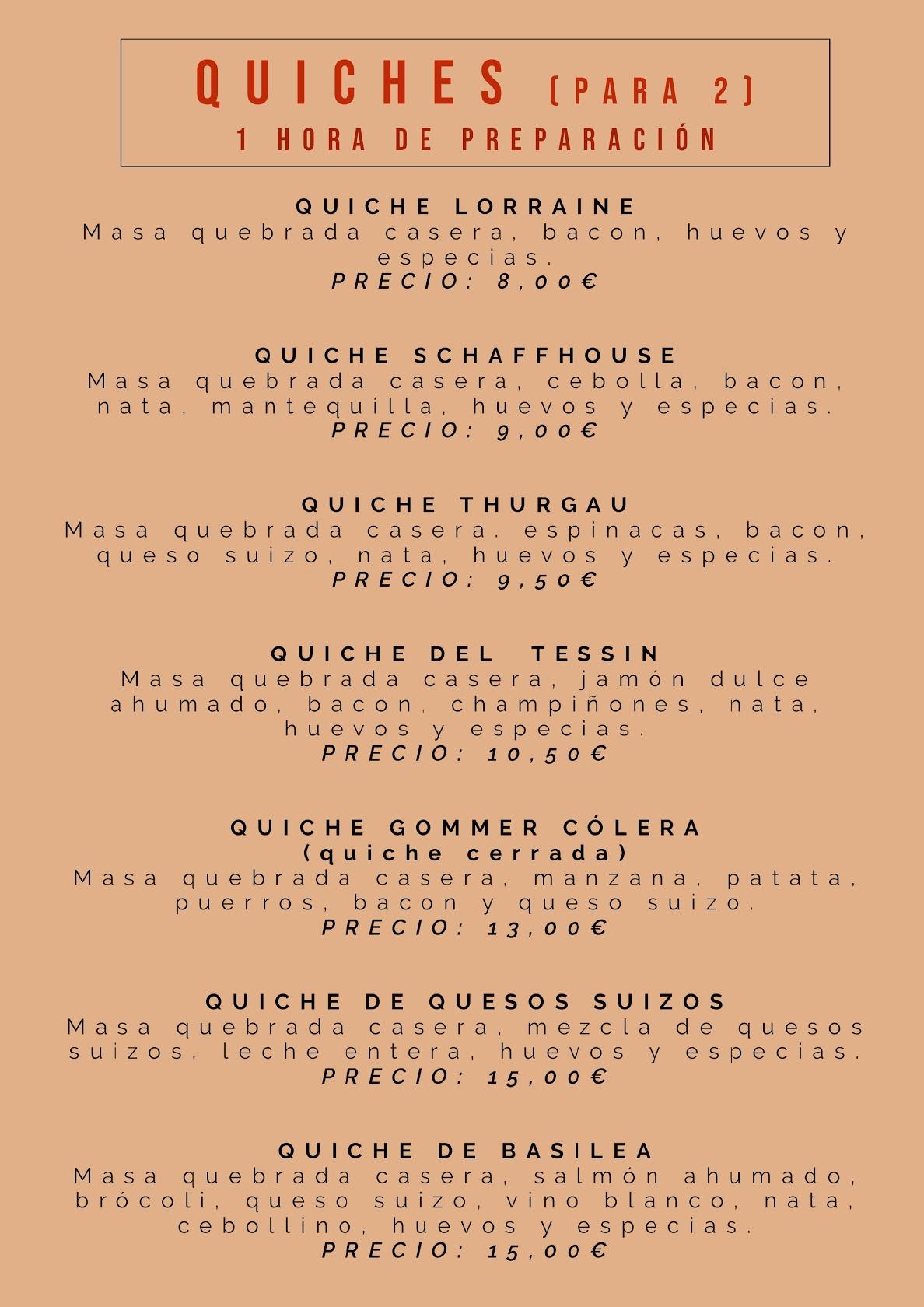 Menu at Pizzería Quiche&Pizza, Ulldecona