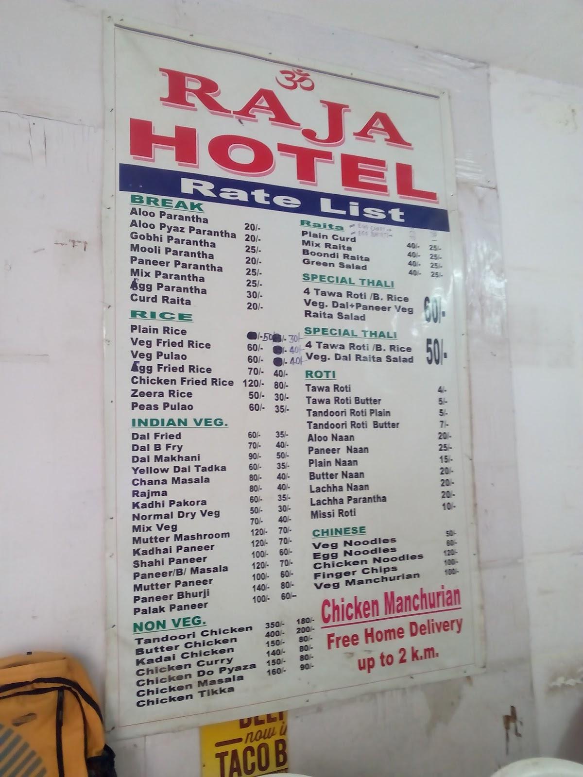 Menu at Raja Hotel, Gurugram, Near Guru Dronacharya Metro Station ...