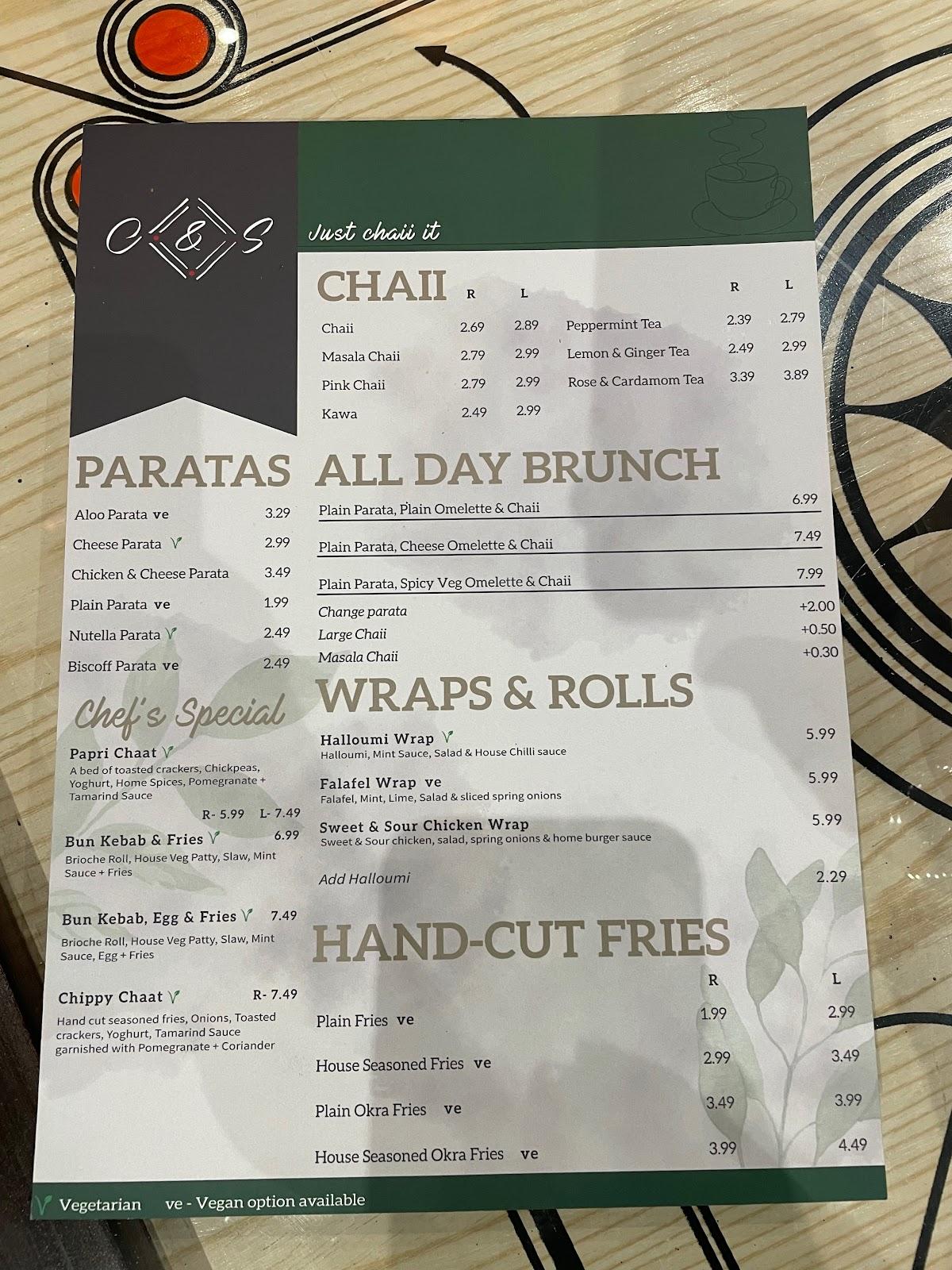 Menu at Chaii & Spice Colindale cafe, London, Unit K