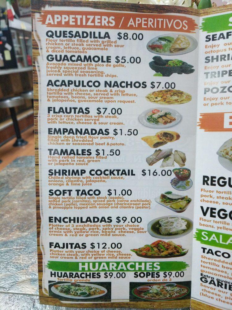 Menu at Garibaldi Authentic Mexican Cuisine restaurant, Scranton