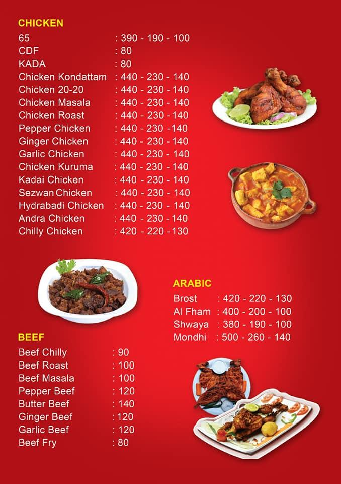 Menu at Hotel Big Broast, Omassery