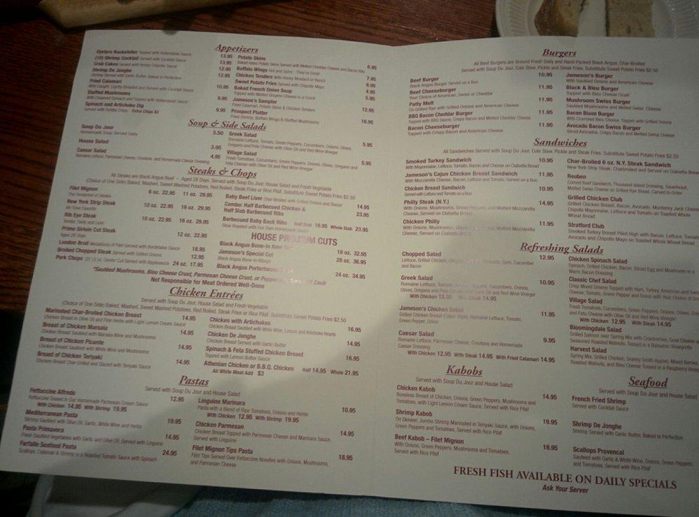 Menu at Jameson's Charhouse steakhouse, Mount Prospect, W Algonquin Rd