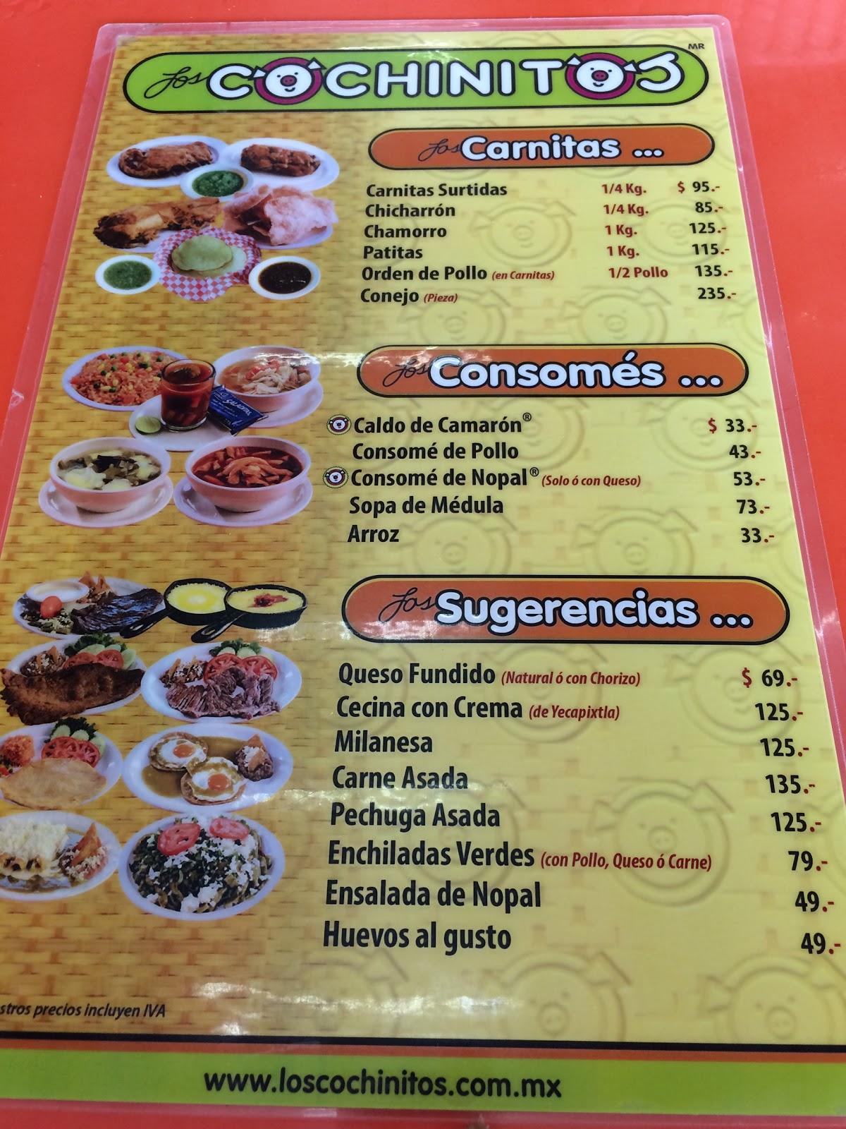 Carta del restaurante Los Cochinitos San Juan del Río, San Juan del Río ...