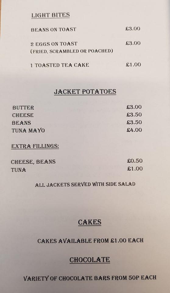 Menu at Marine Cafe, Moorends, Kirton Ln