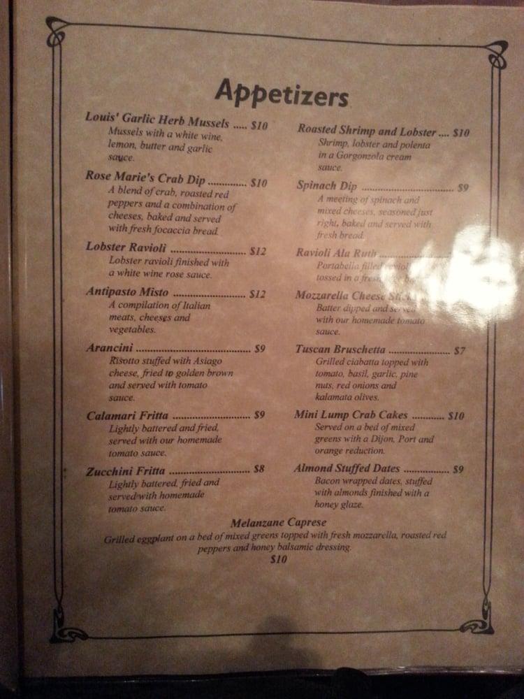 Menu at Rose Marie's restaurant, Bloomsburg