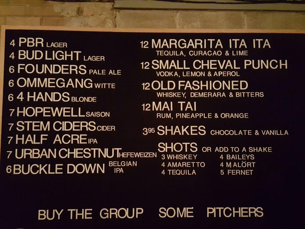 Menu at Small Cheval restaurant, Chicago, N Milwaukee Ave