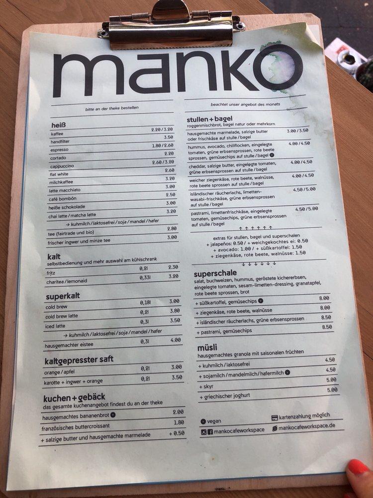 Speisekarte von Manko Café + Workspace cafe, Düsseldorf