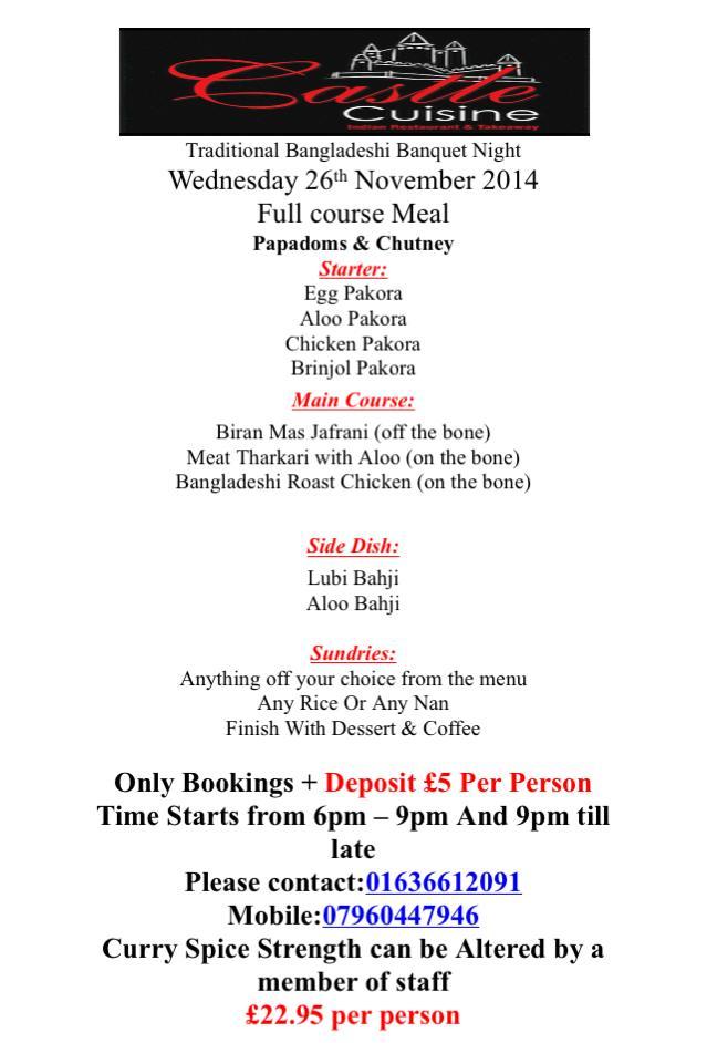 Menu at Castle Cuisine cafe, Newark-on-Trent, 2 Castle Gate