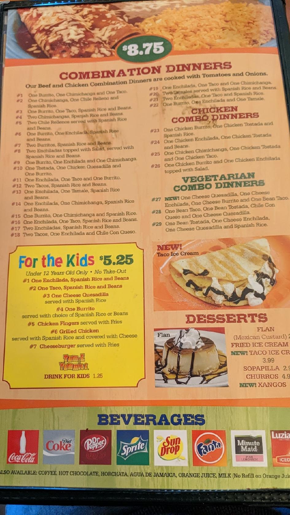 Menu at El Lorito Mexican Restaurant, Bessemer City
