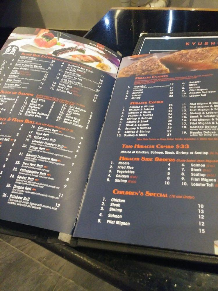 Menu at Kyushu Hibachi Steakhouse and Sushi, Fort Worth