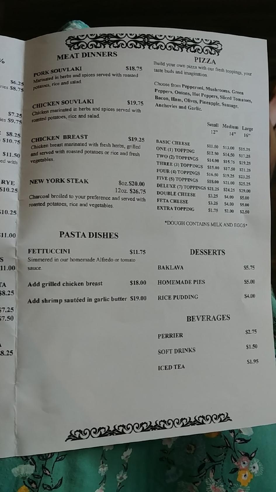 Menu at Lakefield Restaurant, Lakefield