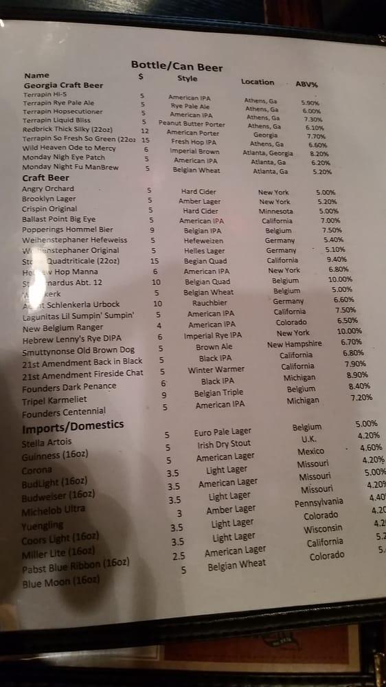 Menu at Rookery pub & bar, Macon
