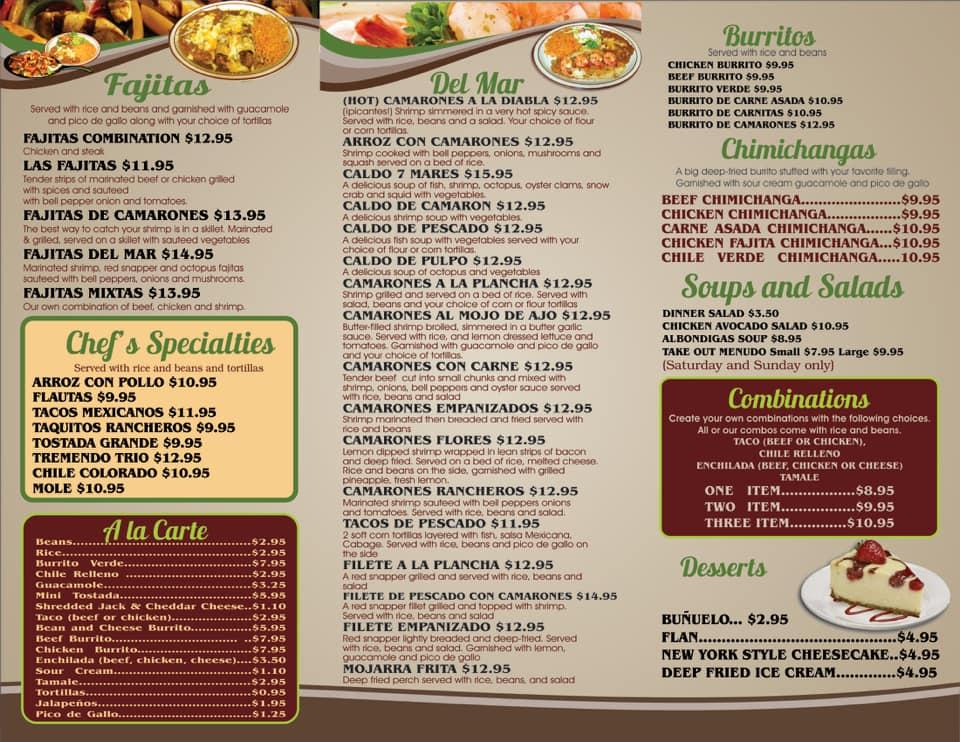 Menu at Ruben's Mexican Restaurant, Bakersfield