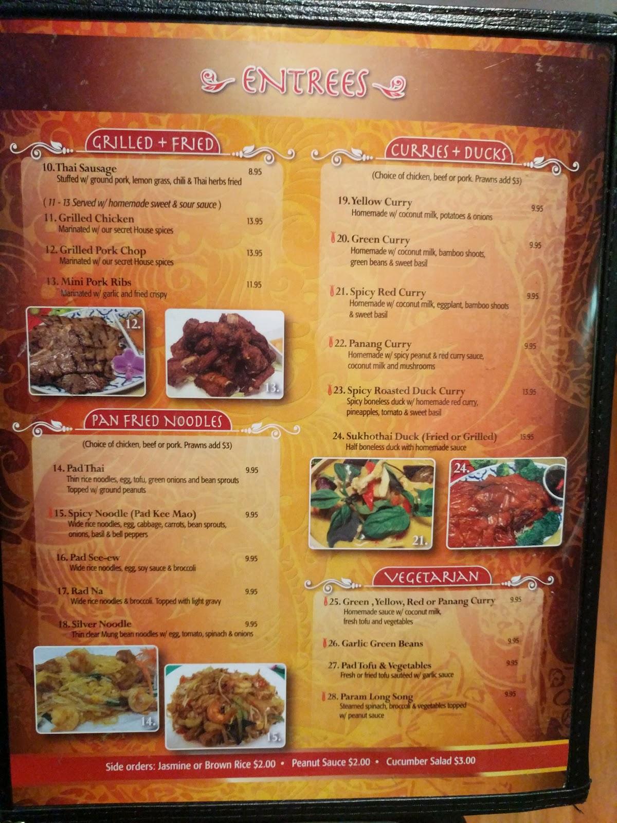 Menu at Sukhothai Cuisine restaurant, Suisun City