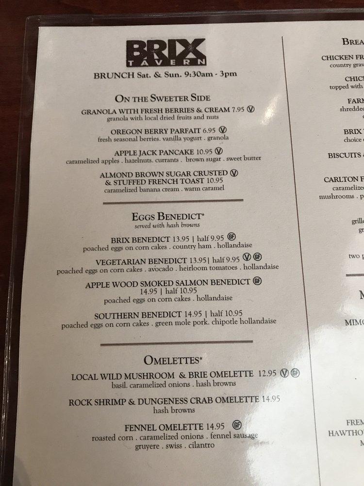 Menu at Brix - Pearl pub & bar, Portland