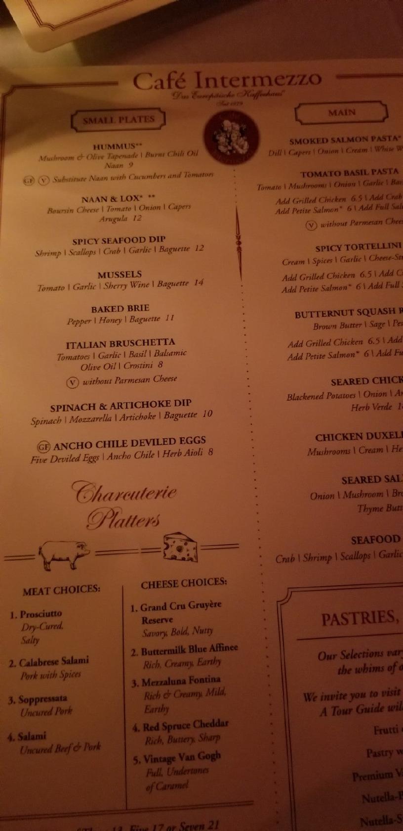 Menu at Café Intermezzo - Avalon cafe, Alpharetta, 100 Avalon Blvd