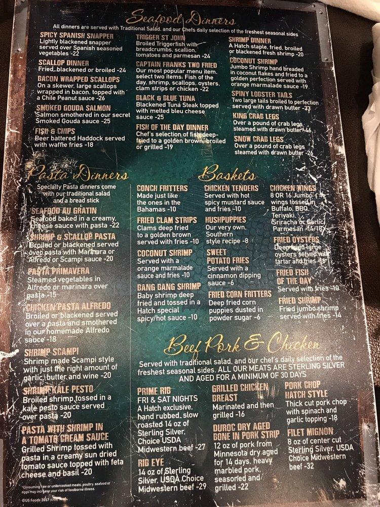Menu at Down the Hatch Seafood Company pub & bar, Ponce Inlet, Front St
