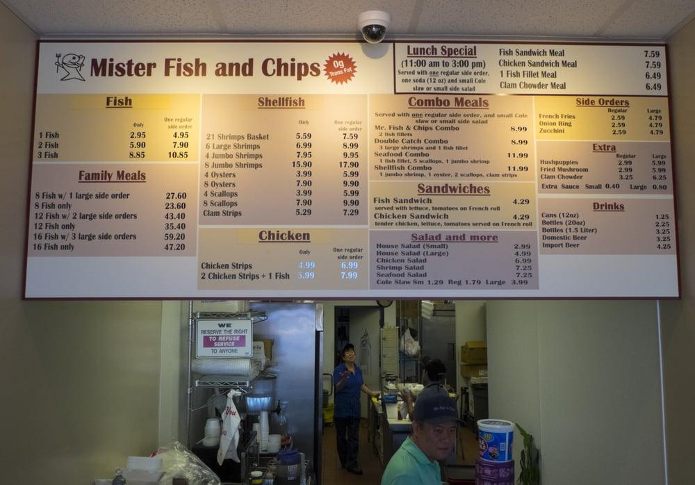 Menu at Mr. Fish & Chips restaurant, San Diego