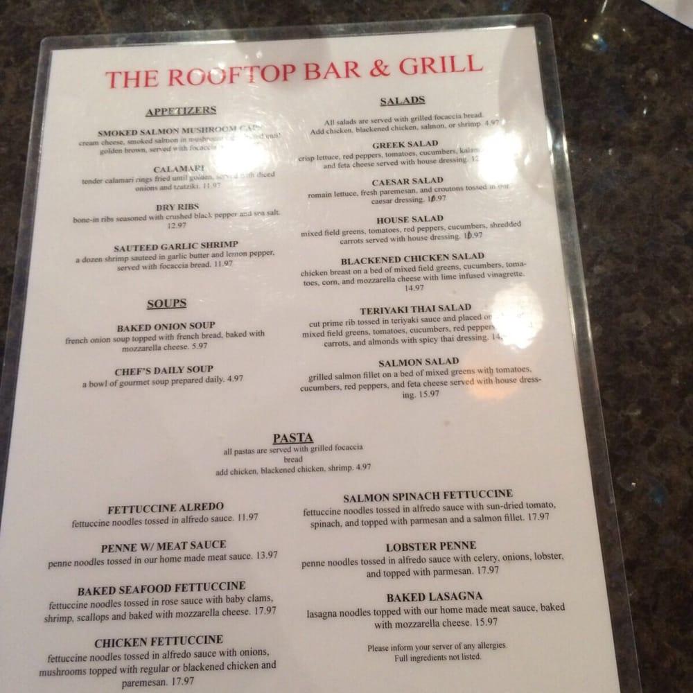 Menu at The Roof Top Bar And Grill, Regina