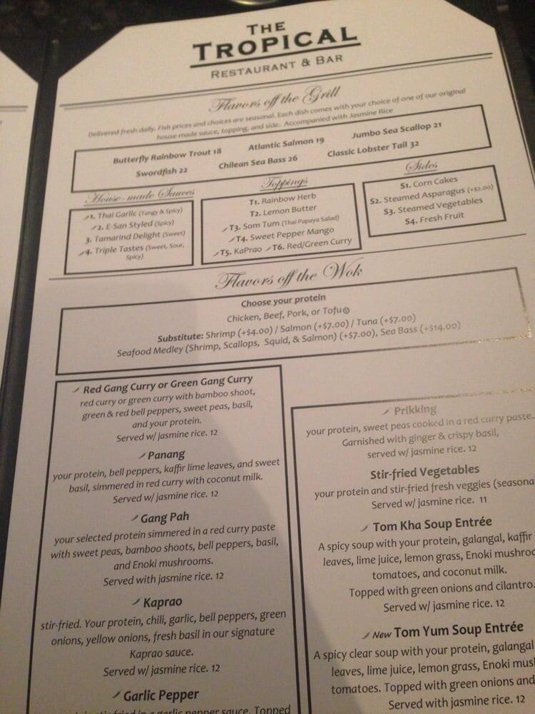 Menu at Tropical Restaurant & Bar, Tulsa