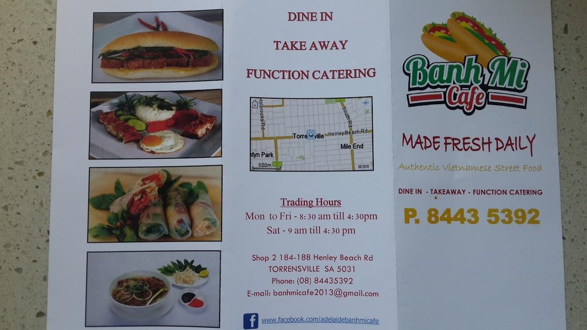 Menu at Banh Mi Cafe, Adelaide, 2/184-188 Henley Beach Rd