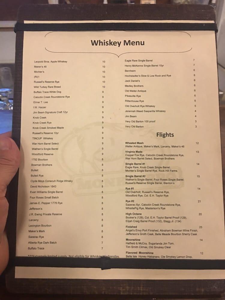 Menu at Monk's BBQ, Purcellville
