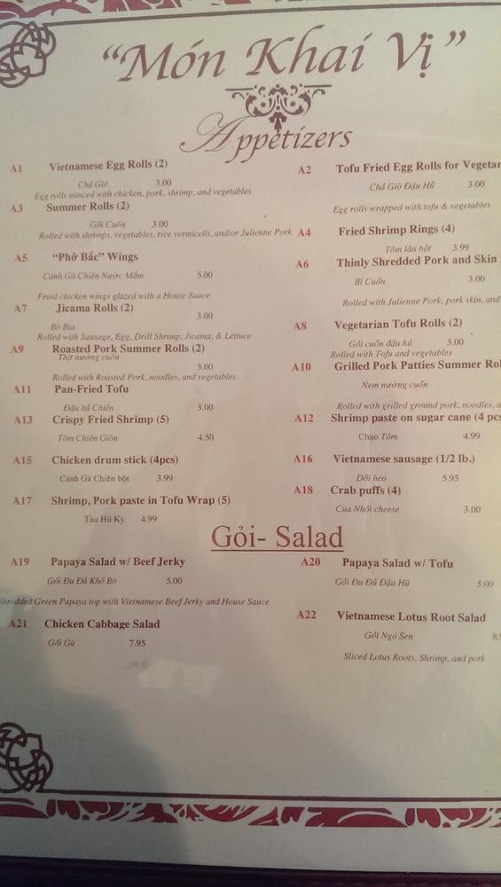 Menu at Pho Bac (Now has moved to Pho Augusta 4045 Jimmie Dyess Pkwy ...