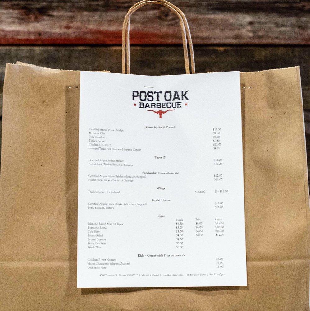 Carta de Post Oak Barbecue, Denver