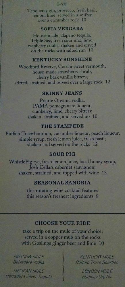 Menu at Ray's on the River steakhouse, Sandy Springs