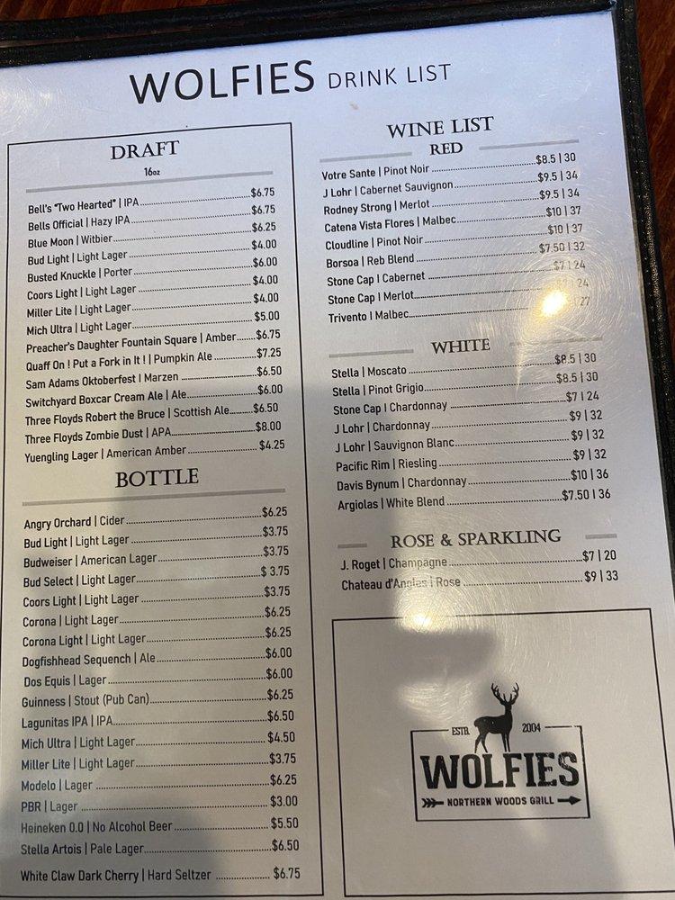 Menu at Wolfies Grill - Fishers pub & bar, Fishers