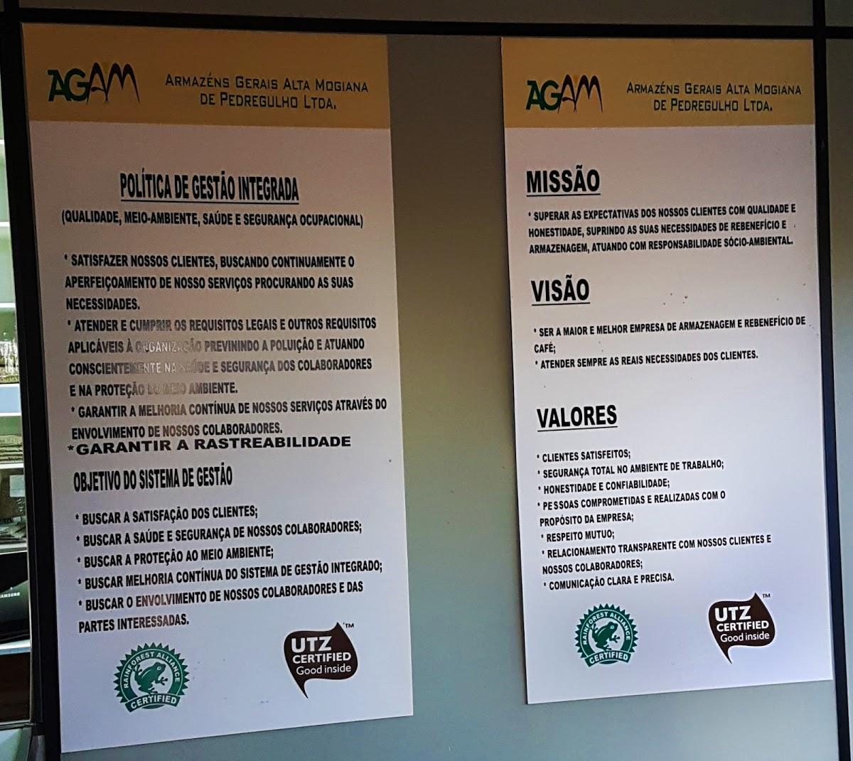 Menu em Agam - Armazéns Gerais Alta Mogiana de Pedregulho, Pedregulho