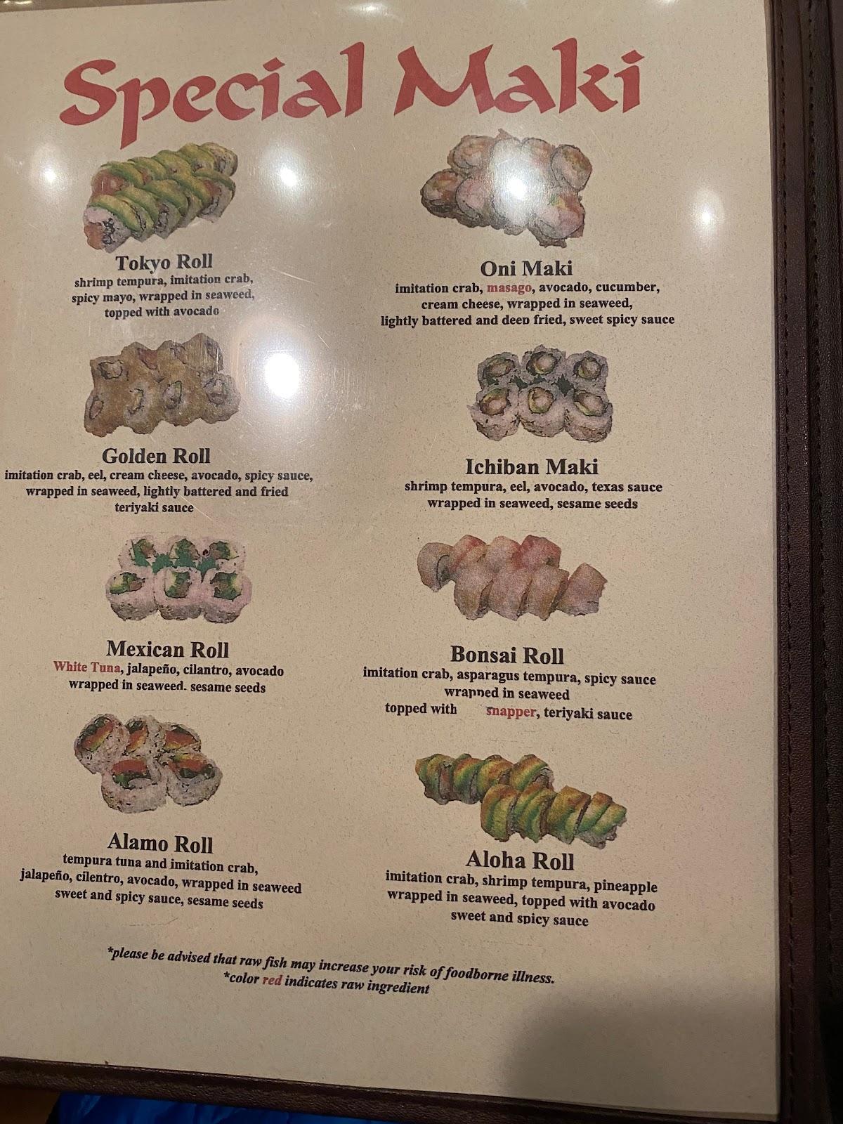 Menu at Asakusa restaurant, Fort Wayne, Lima Rd