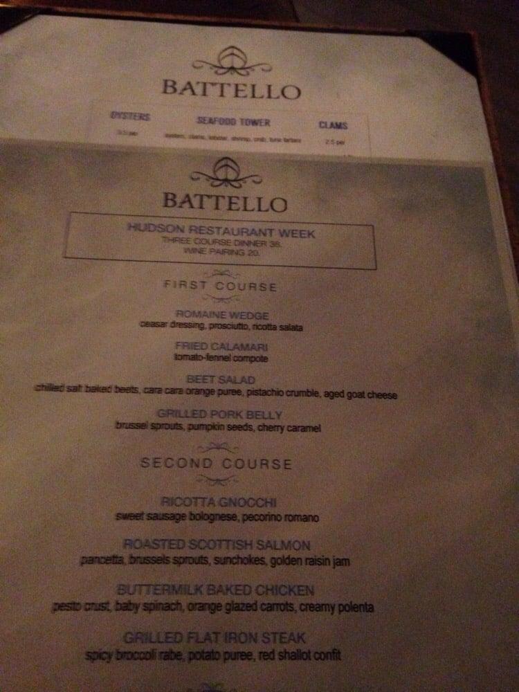 Menu at Battello restaurant, Jersey City
