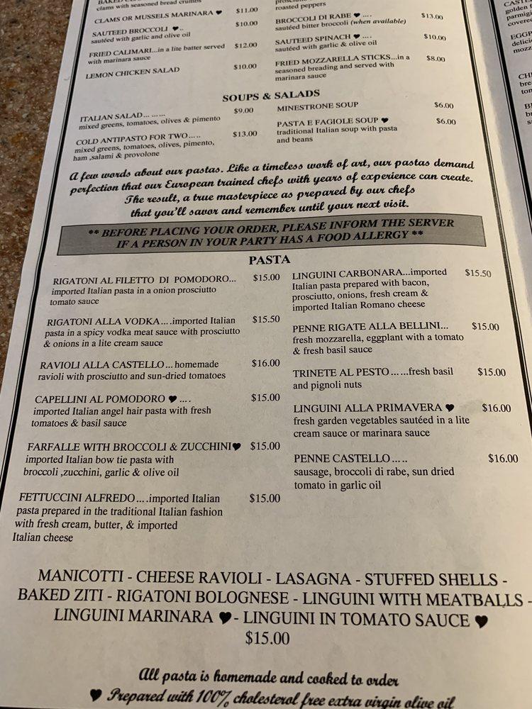 Menu at Cafe Castello, Bellport