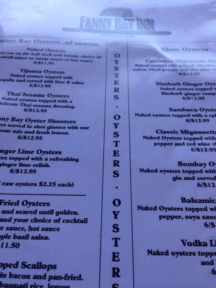 Menu at Fanny Bay Inn pub & bar, Fanny Bay
