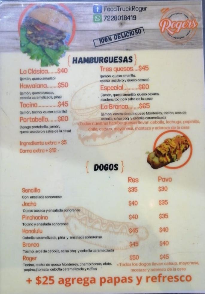 Menu at Food Truck Roger restaurant, Ixtapan de la Sal