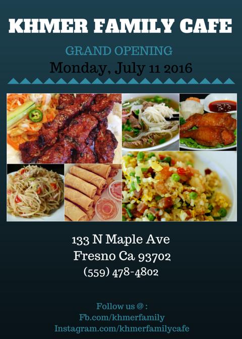 Menu at Khmer Family Cafe, Fresno