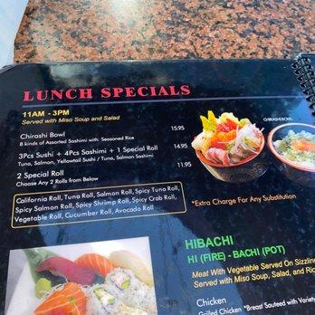 Menu at Kibo Sushi restaurant, Ventura