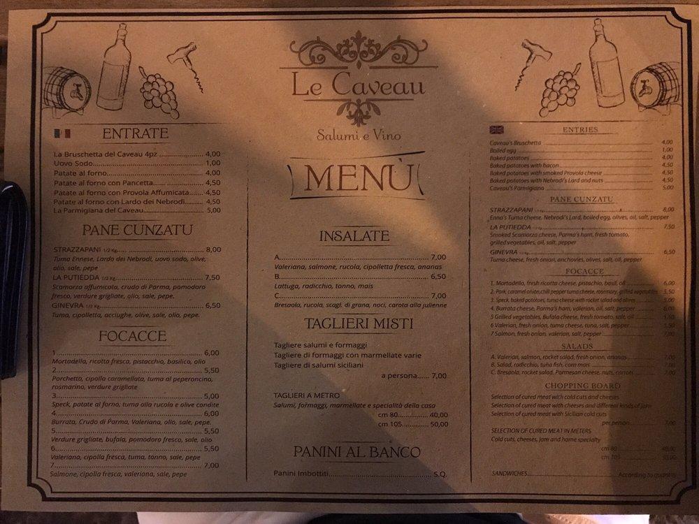 Menu da Le caveau pub & bar, Acireale