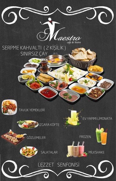Menu at Maestro Cafe Bistro, Eskişehir