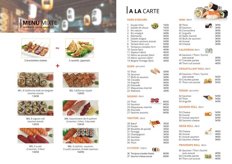 Menu at Ninja ren restaurant, Montreuil