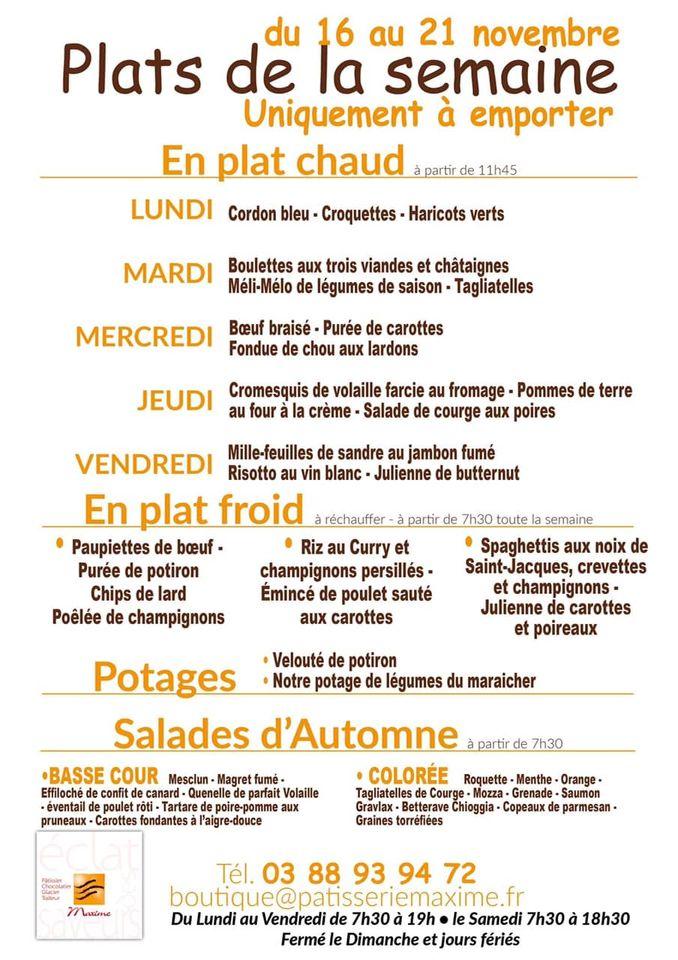 Menu au Pâtisserie Maxime restaurant, Haguenau