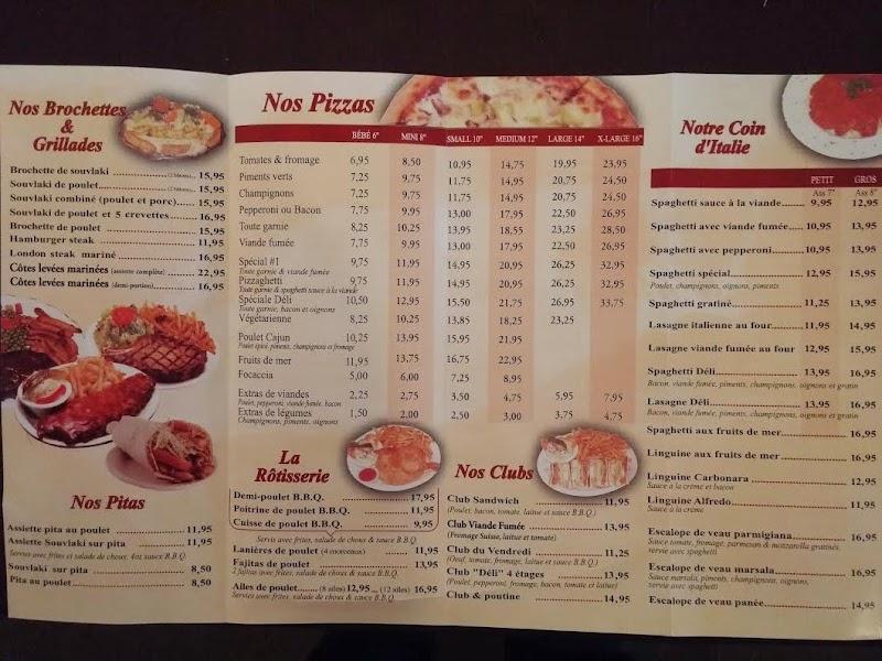 Menu au Restaurant St-Marc Déli, Shawinigan