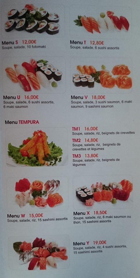 Menu at Sushi Osakaya restaurant, Évreux